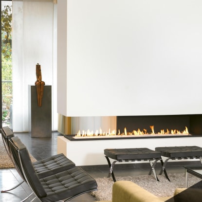 Marlborough Residence Living Room with Gas Fireplace by Reimagine Designs