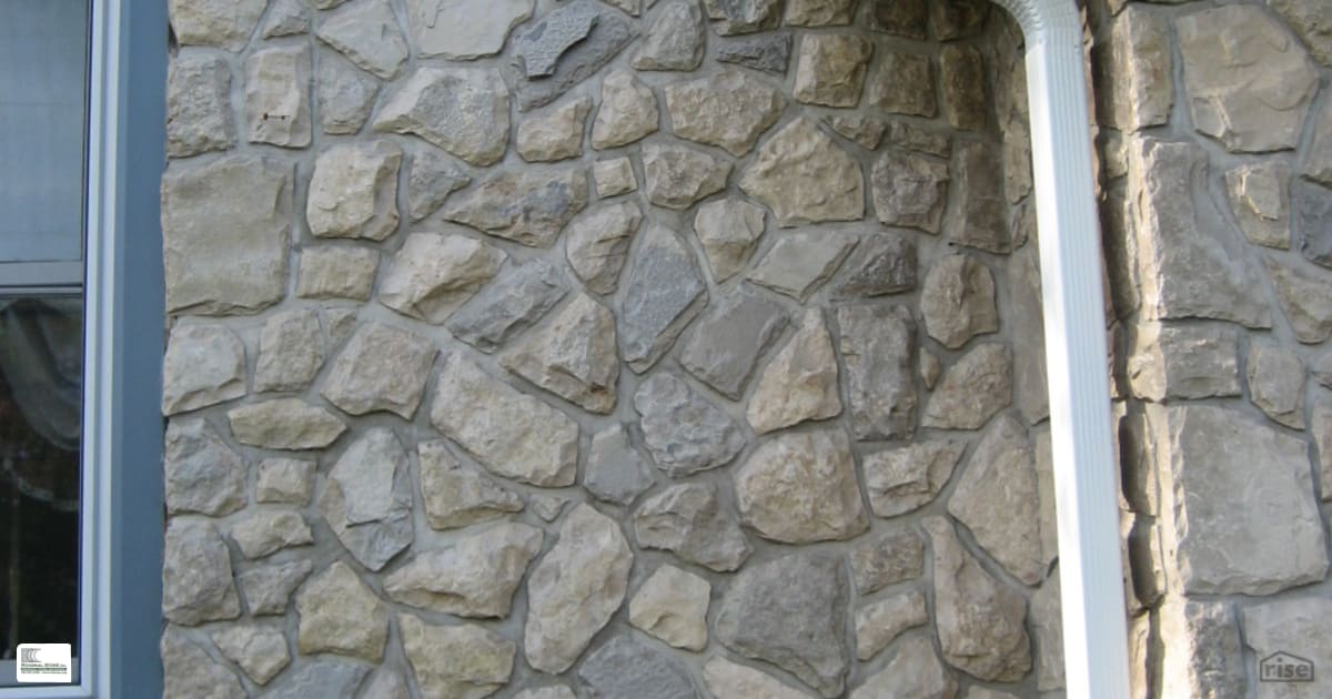 Closeup of Stone Siding with Stone Siding by Masonal Stone Inc