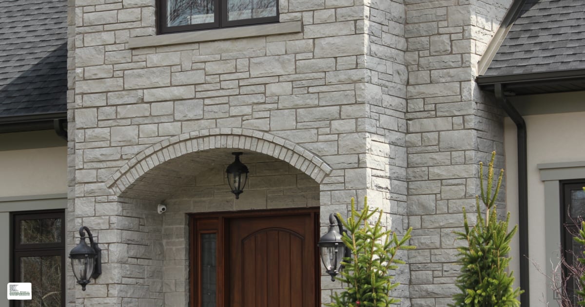 Front Exterior wall with Stone Siding with Accent Outdoor Lighting by ...