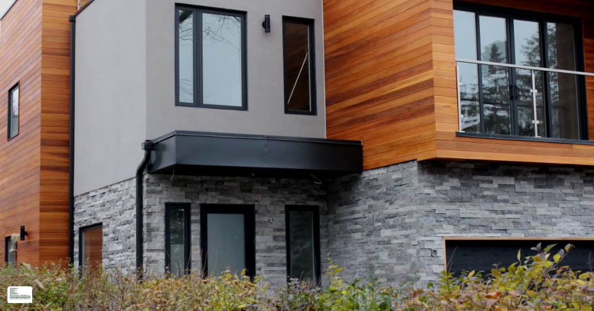 House with multiple types of siding with Stone Siding by Masonal Stone Inc