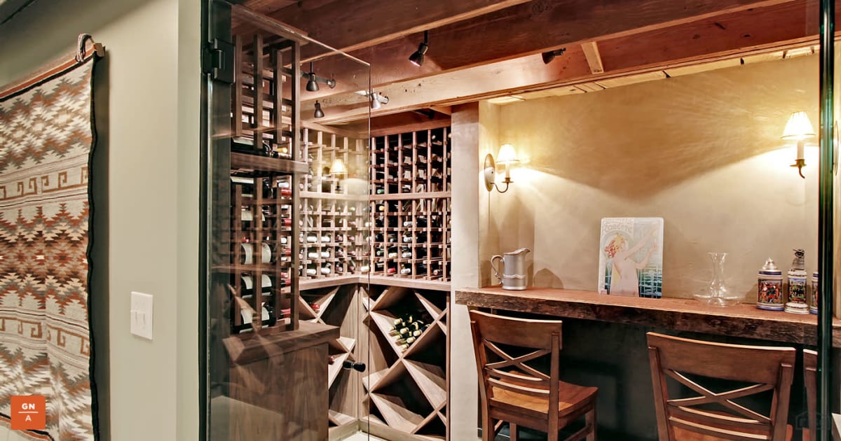 Custom wine room entryway with LED Lighting by Gant Nychay Architecture ...