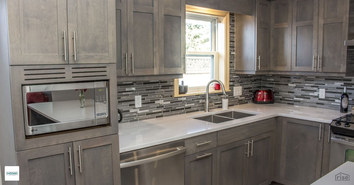 Kitchen Fashions - Custom Grey Stained Kitchen with Low-Flow Kitchen ...