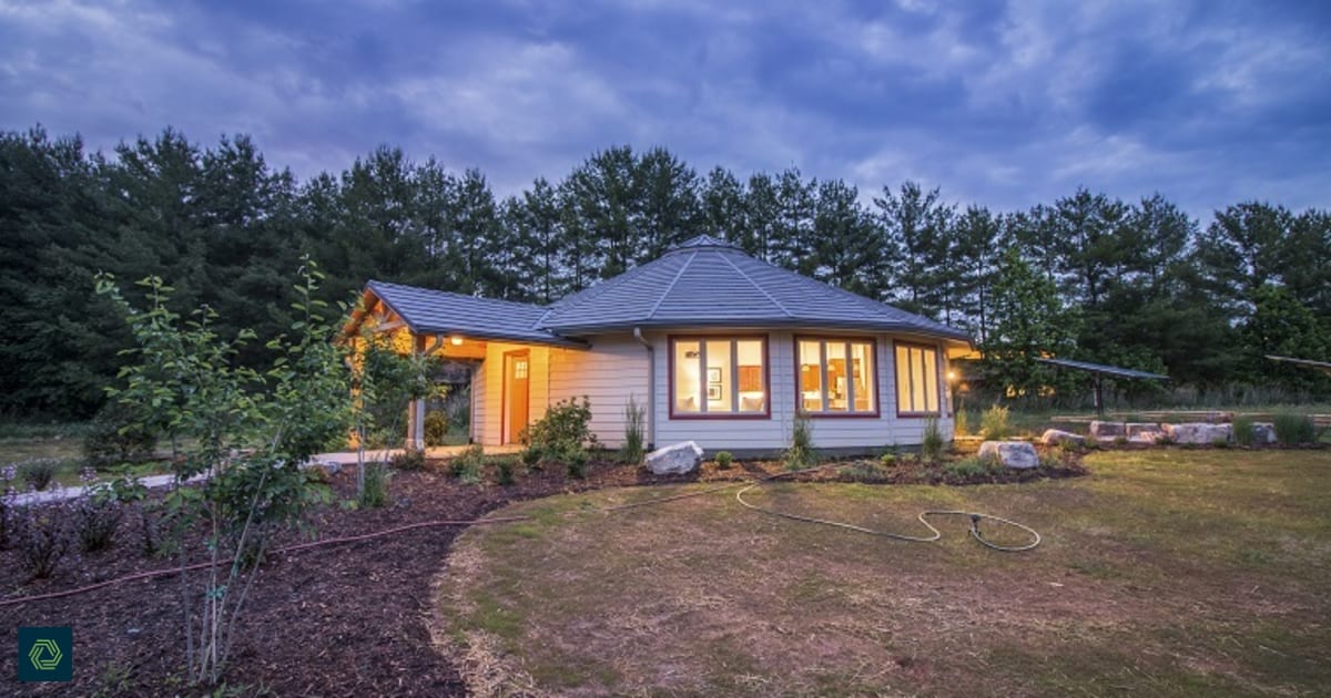 Landscaped roundhouse with solar panels with Energy Star Exterior Door ...