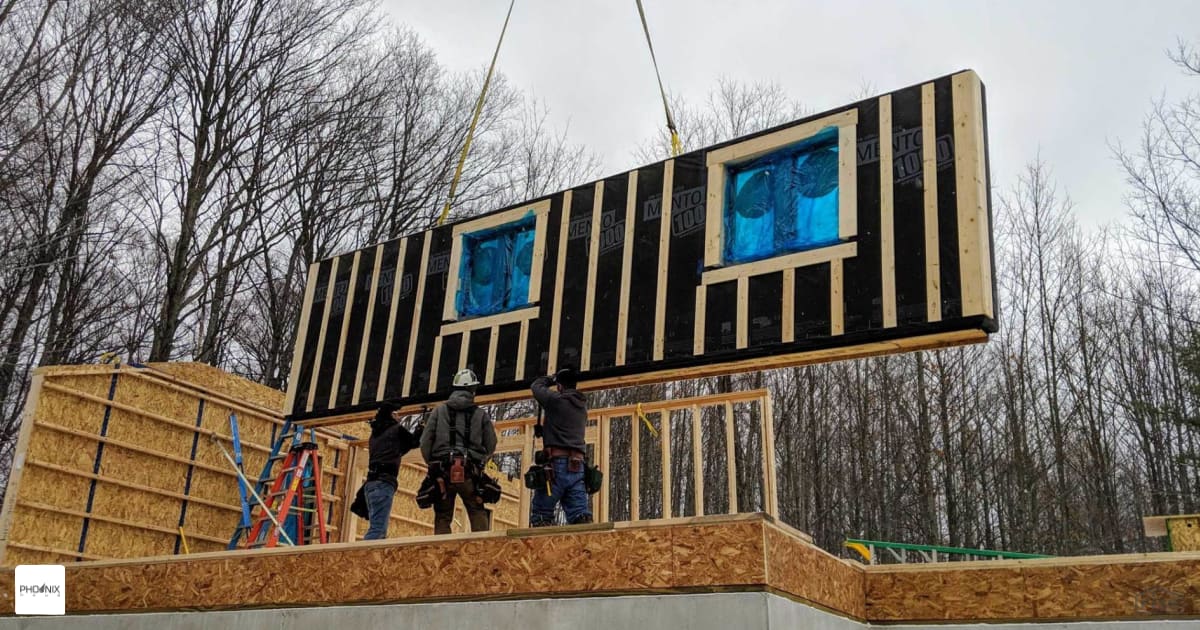 Panelized Prefab wall being set with Prefabricated Panelized Home by ...
