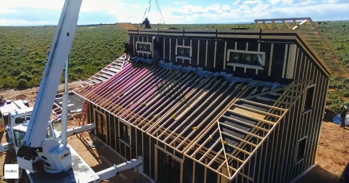 H14 Panelized Prefab Passive House Roof Install with Prefabricated ...