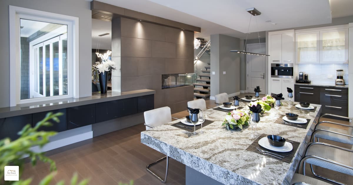 Dining Room with Integrated LED by My House Design/Build Team Ltd.