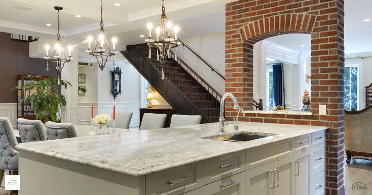 Kitchen with Low-Flow Kitchen Faucet by My House Design/Build Team Ltd.