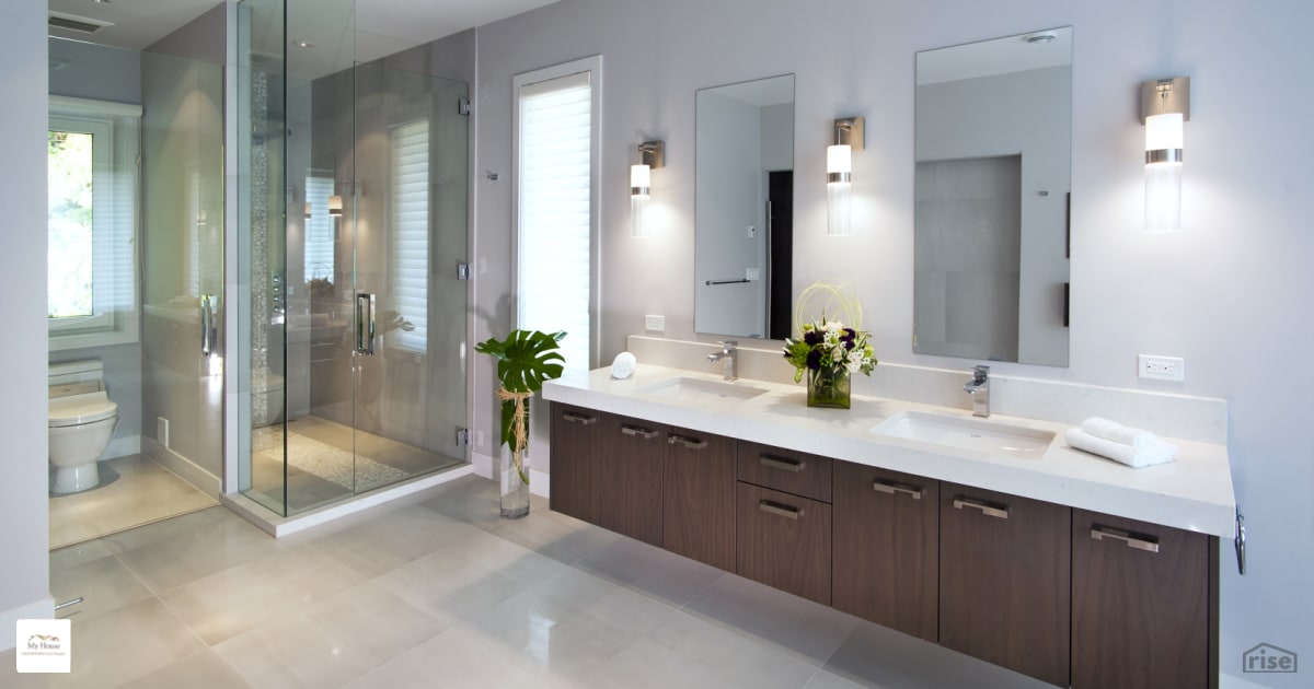 Ensuite with LED Lighting by My House Design/Build Team Ltd.