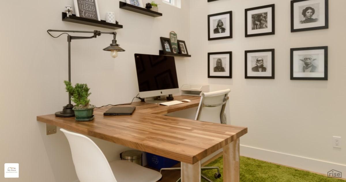 Office with Integrated LED by My House Design/Build Team Ltd.