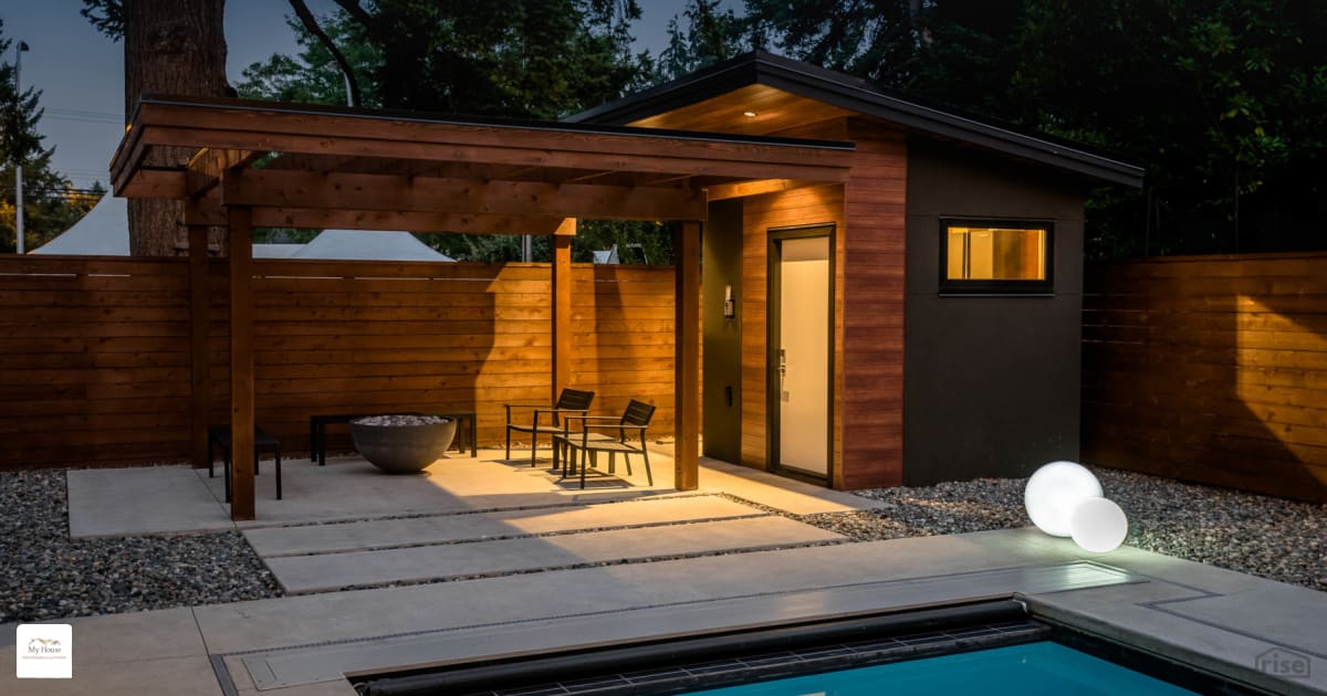Fort Langley Modern Blend - Pool Shed with Accent Outdoor Lighting by ...