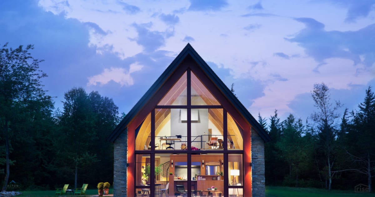 Exterior with floor-to-ceiling glass with Stone Siding by Alpen High ...