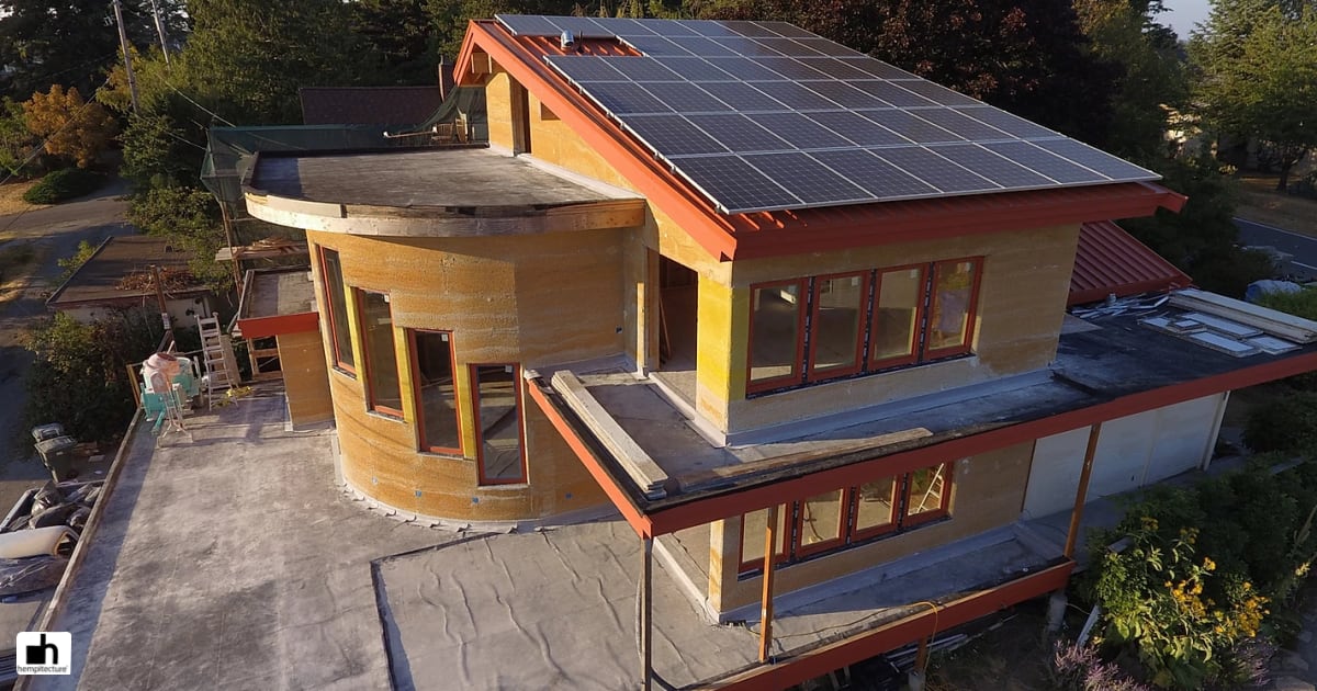 Highland Hemp House Exterior Rear with Hempcrete Walls by Hempitecture