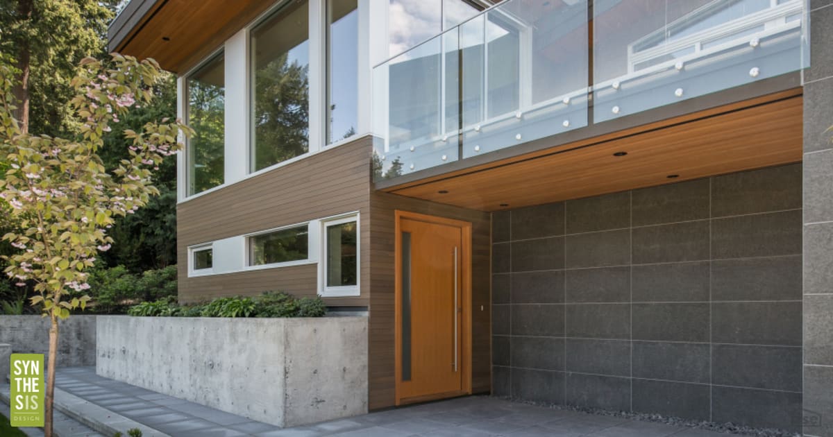 Exterior with Accent Outdoor Lighting by Synthesis Design