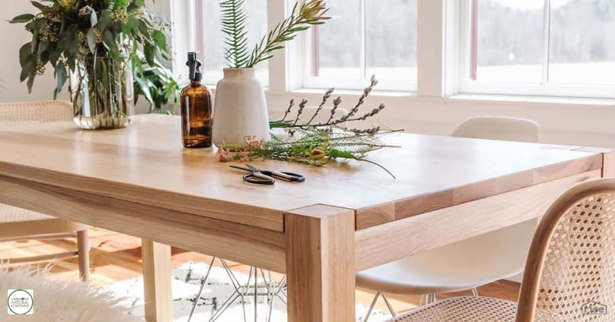 Finished wood dining table with natural light with Interior Wood Finish ...