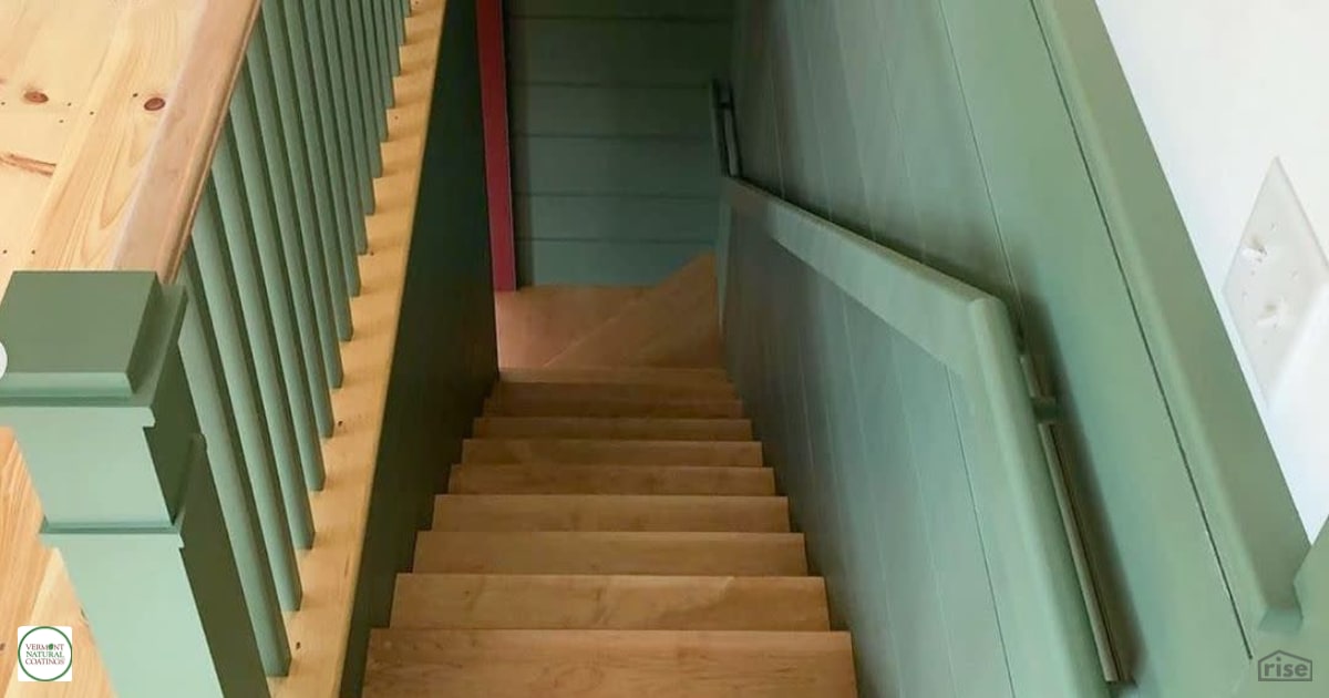 Green staircase with railing with Interior Wood Finish by Vermont ...