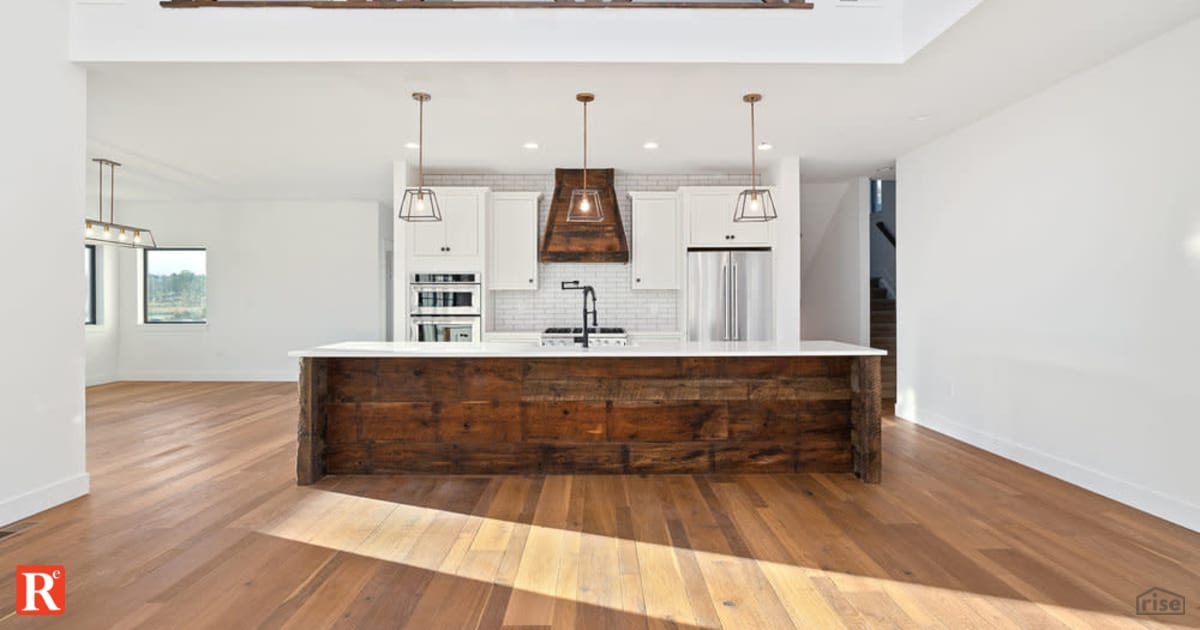 Open concept kitchen with reclaimed wood with Integrated LED by Revolve ...