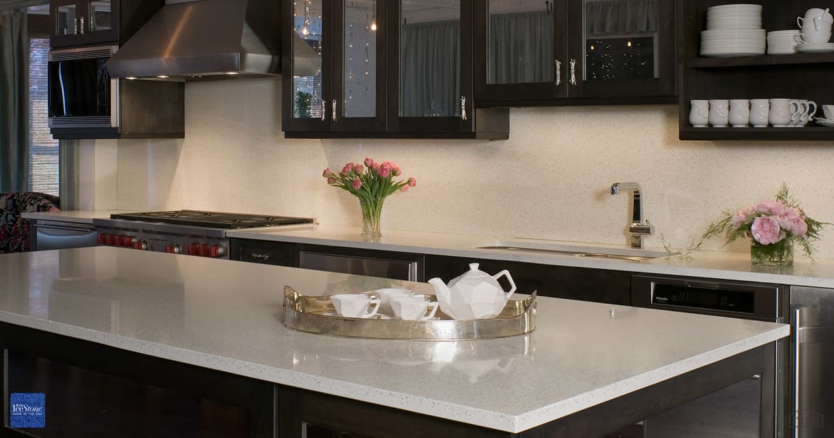 Alpine White Kitchen Countertop with Recycled Glass Countertop by IceStone