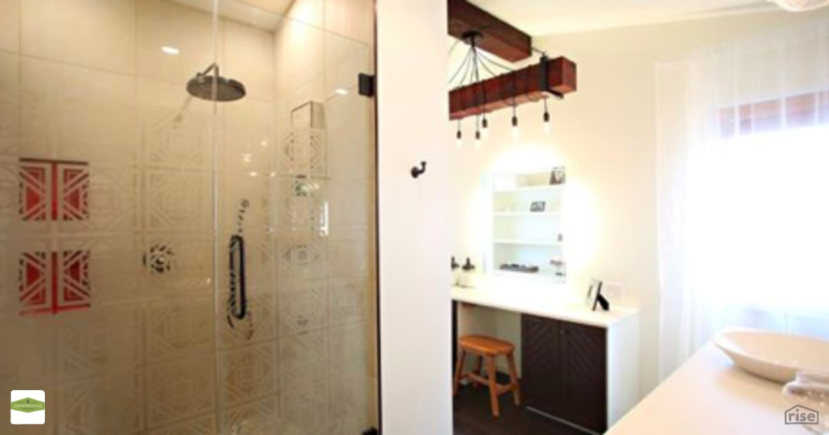 Custom Shower with Low-Flow Showerhead by Constructive Builders