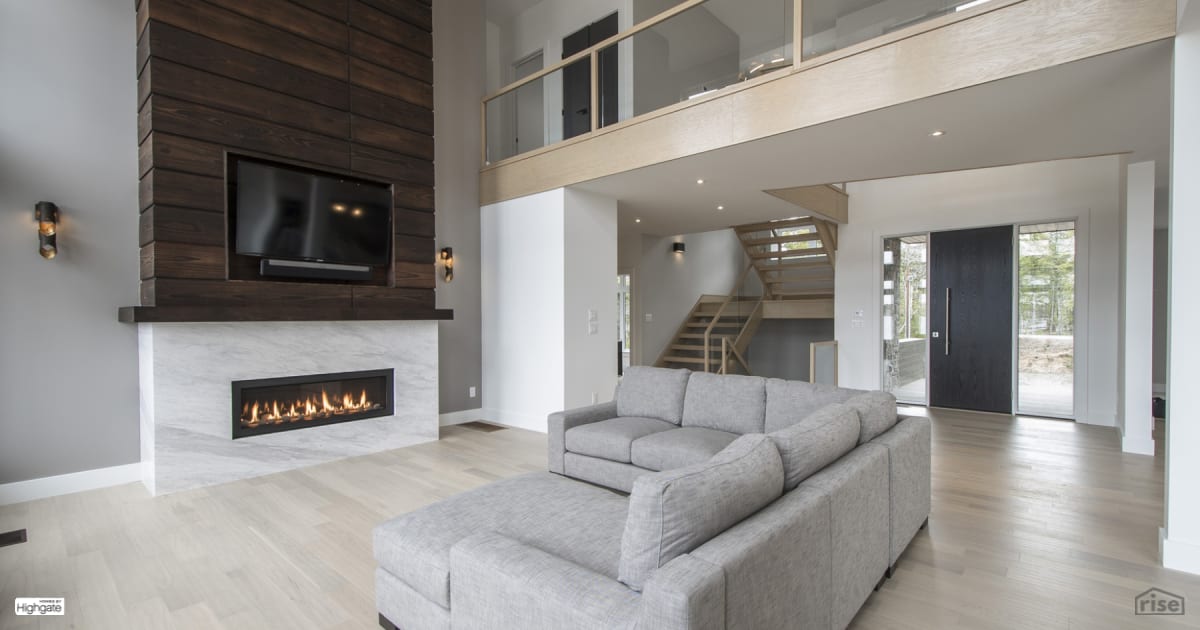 Bridge Over Water - Living Room with Solid Wood Door by Homes by Highgate