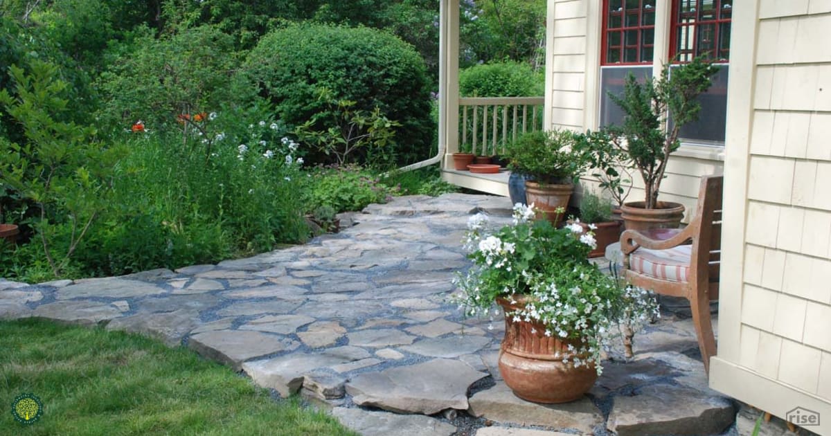 Exterior Walkway with Patio Stone by Earthworks Landscape & Design