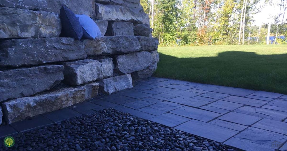 Backyard Patio with Patio Stone by Earthworks Landscape & Design