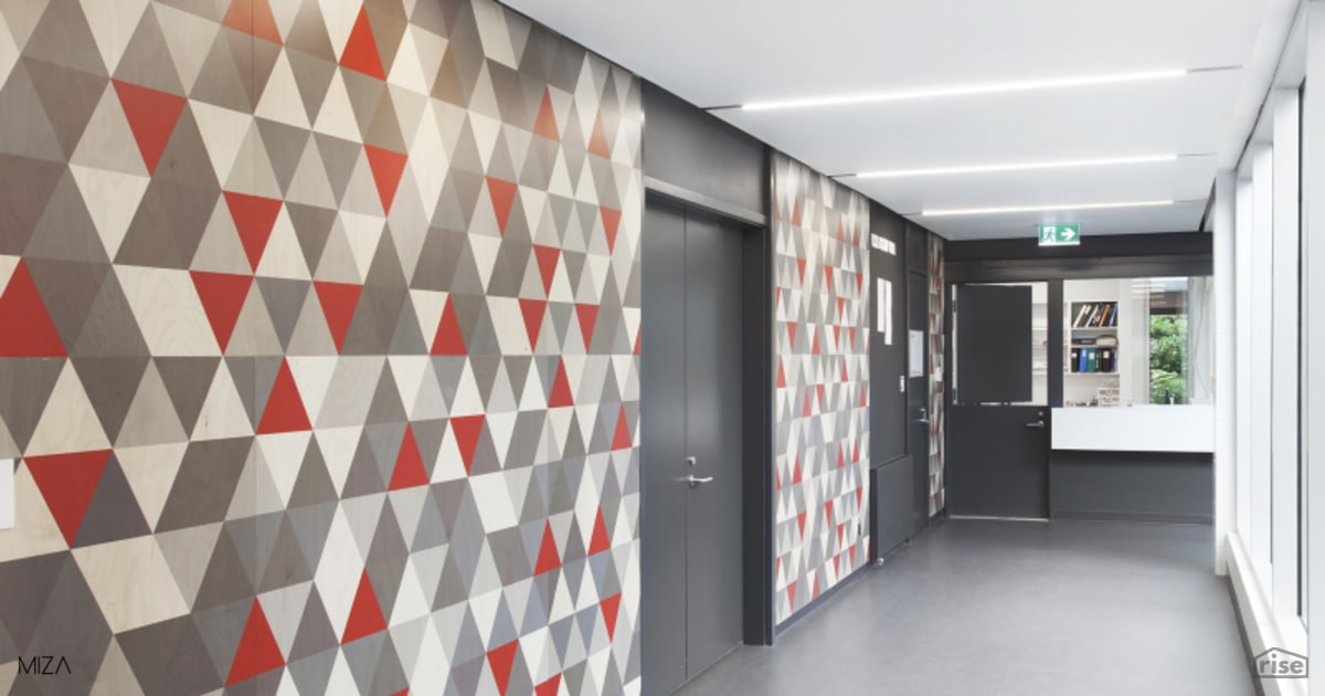 Hall with LED Strip Light by MIZA Architects