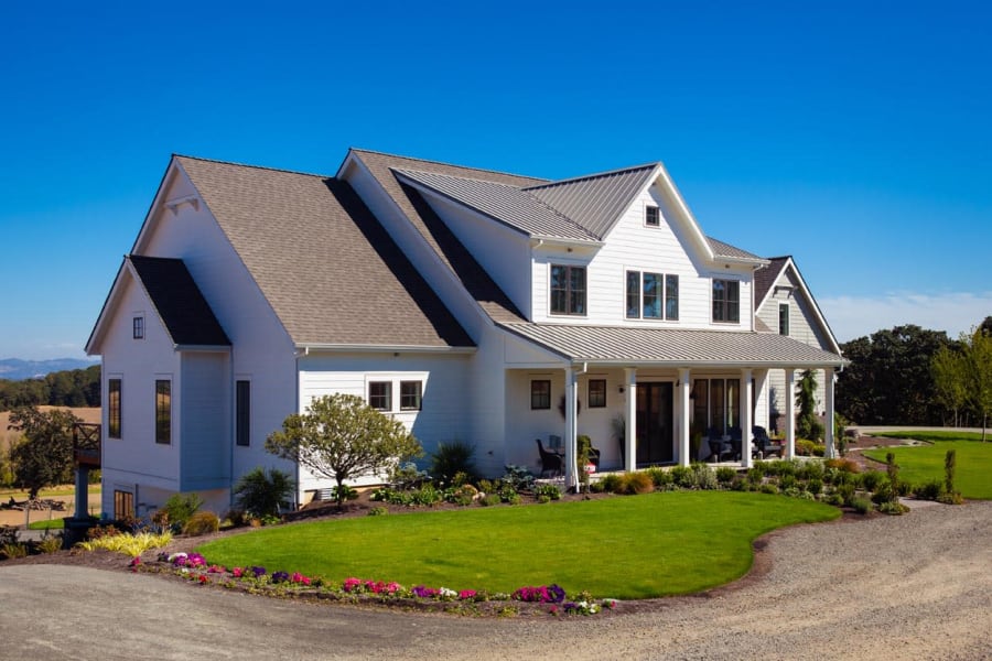 Rise | Modern Farmhouse Exterior with Accent Outdoor Lighting by ...