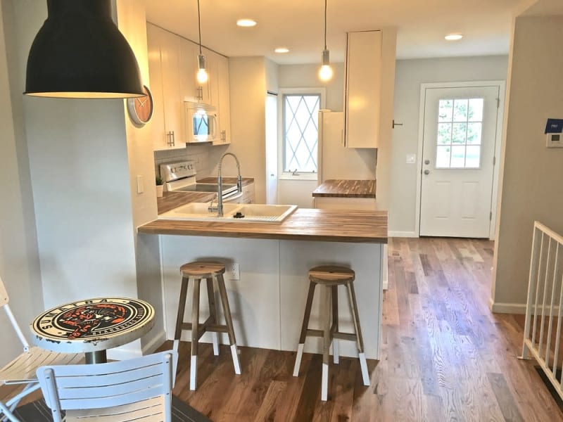 Rise | White kitchen and dining room with Energy Star Exterior Door by ...