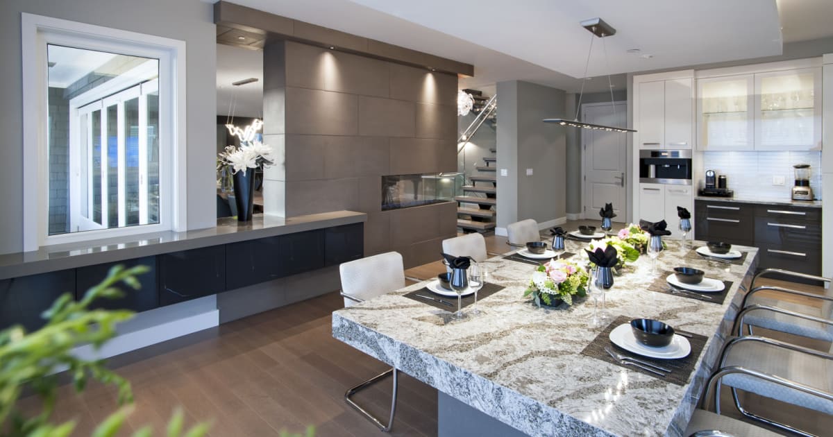 Rise | Dining Room with Integrated LED by My House Design/Build Team Ltd.