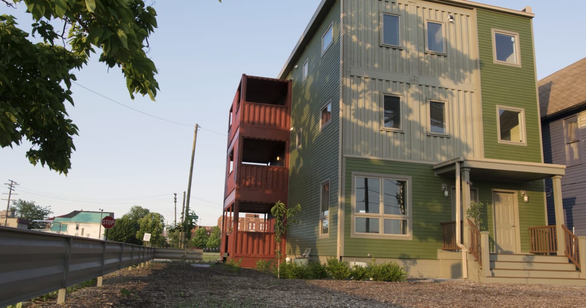 Hybrid Container Home Street View with Composite or Engineered Siding ...