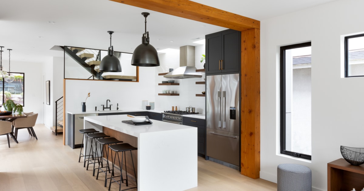 Rise | Open Concept Kitchen with Wooden Beam with Integrated LED by ...