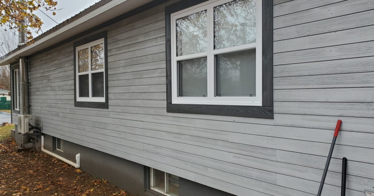 Rise | Grey Brushed Butternut Siding with Thermally Modified Wood ...