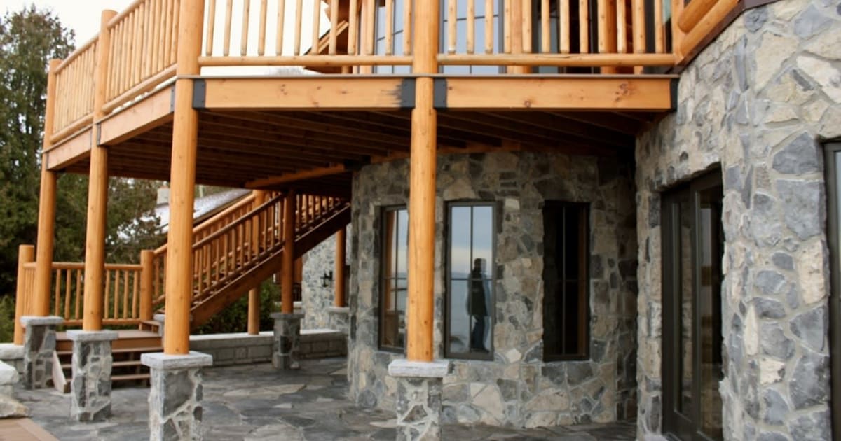 Rise | Stone house with timber decking with Cedar Decking by Masonal ...