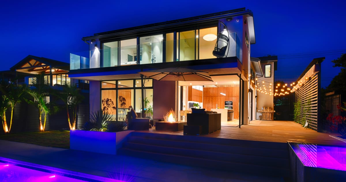 Rise | Exterior at Night with Accent Outdoor Lighting by Alliance Green ...