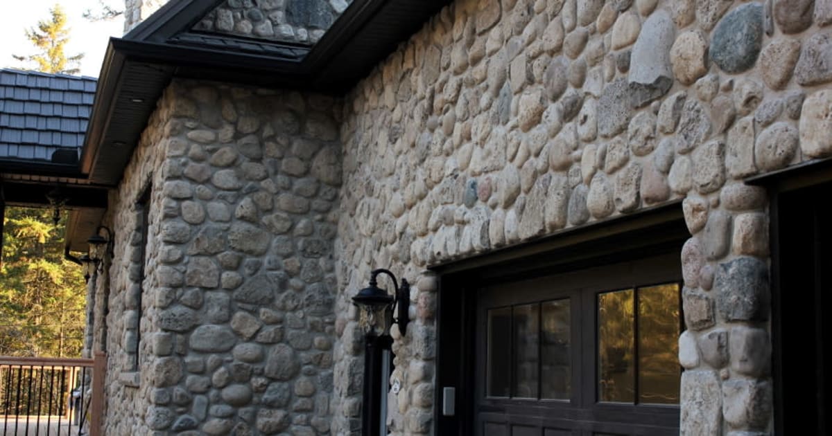Rise | Home with rubble stone exterior with Accent Outdoor Lighting by ...