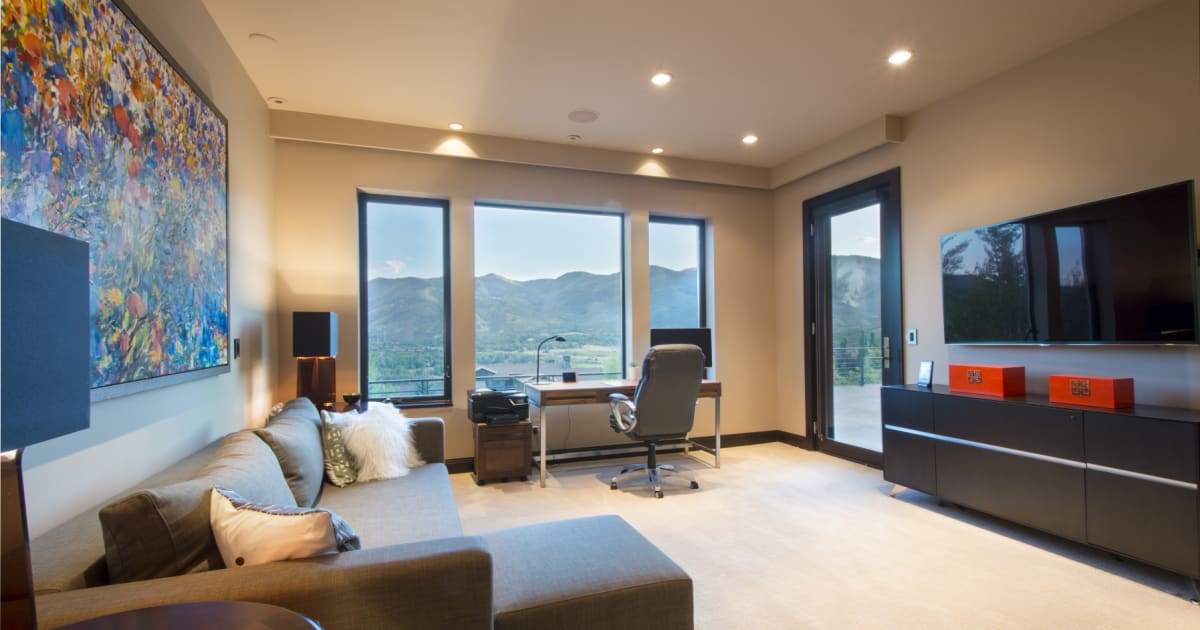 Rise | Small, open home office and media room with Integrated LED by ...