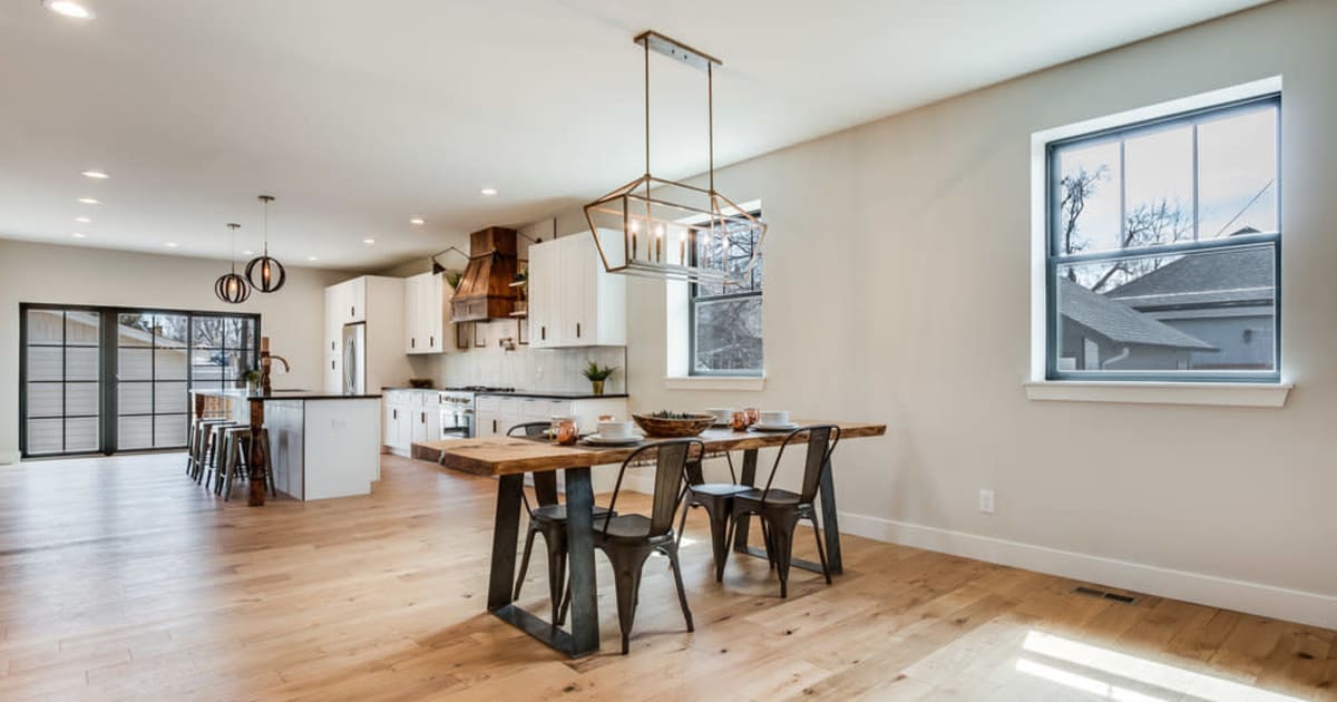 Rise | Dining room with live edge dining table with Integrated LED by ...