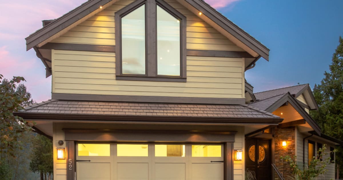 Rise | Front Exterior with Accent Outdoor Lighting by My House Design ...