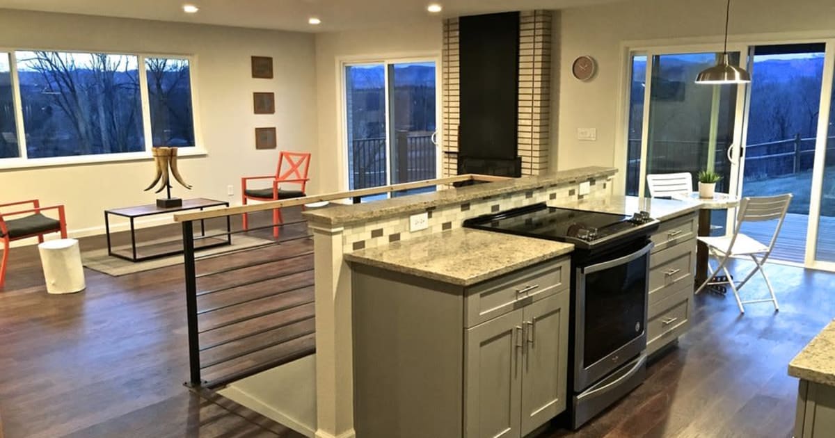 Rise | Open concept kitchen with double sliding doors with Integrated ...