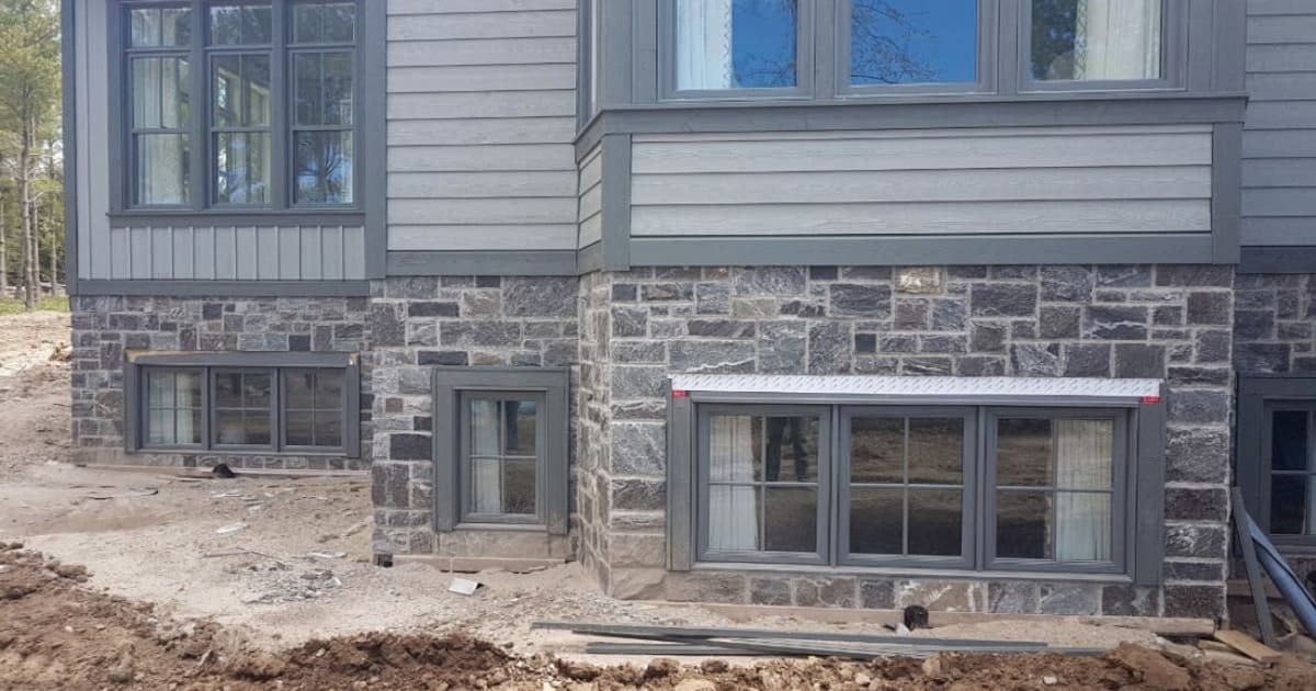 Stone siding accented by composite with Composite or Engineered Siding ...