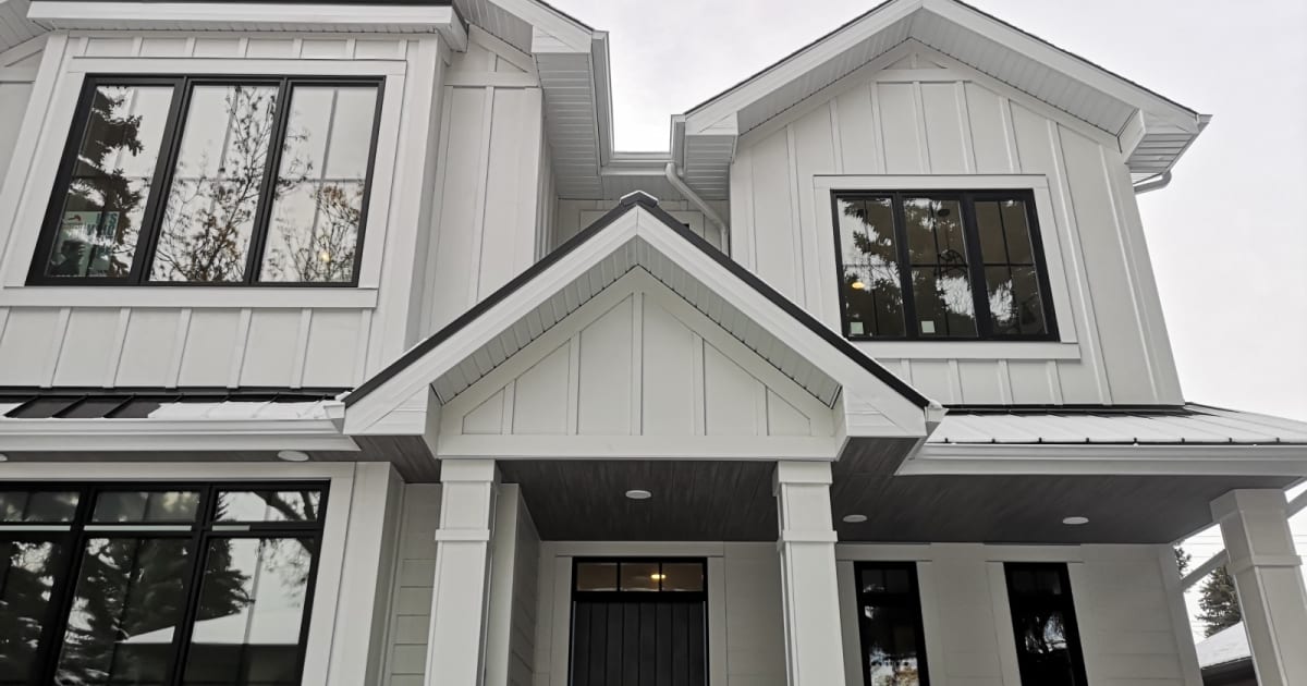 Rise | Entryway with white composite siding with Fixed Window by ...
